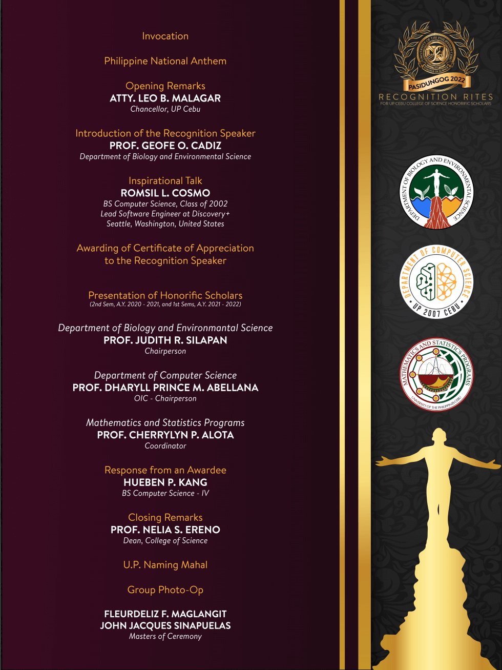 PROGRAM FOR #PASIDUNGOG 2022 - UP Cebu College of Science