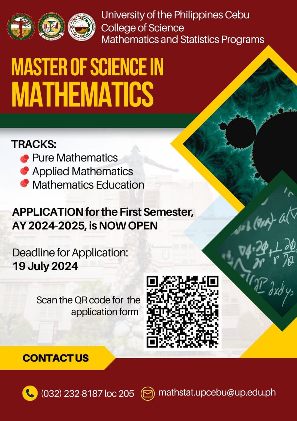 APPLICATION FOR MASTER OF SCIENCE IN MATHEMATICS (MS MATH) IS NOW OPEN ...